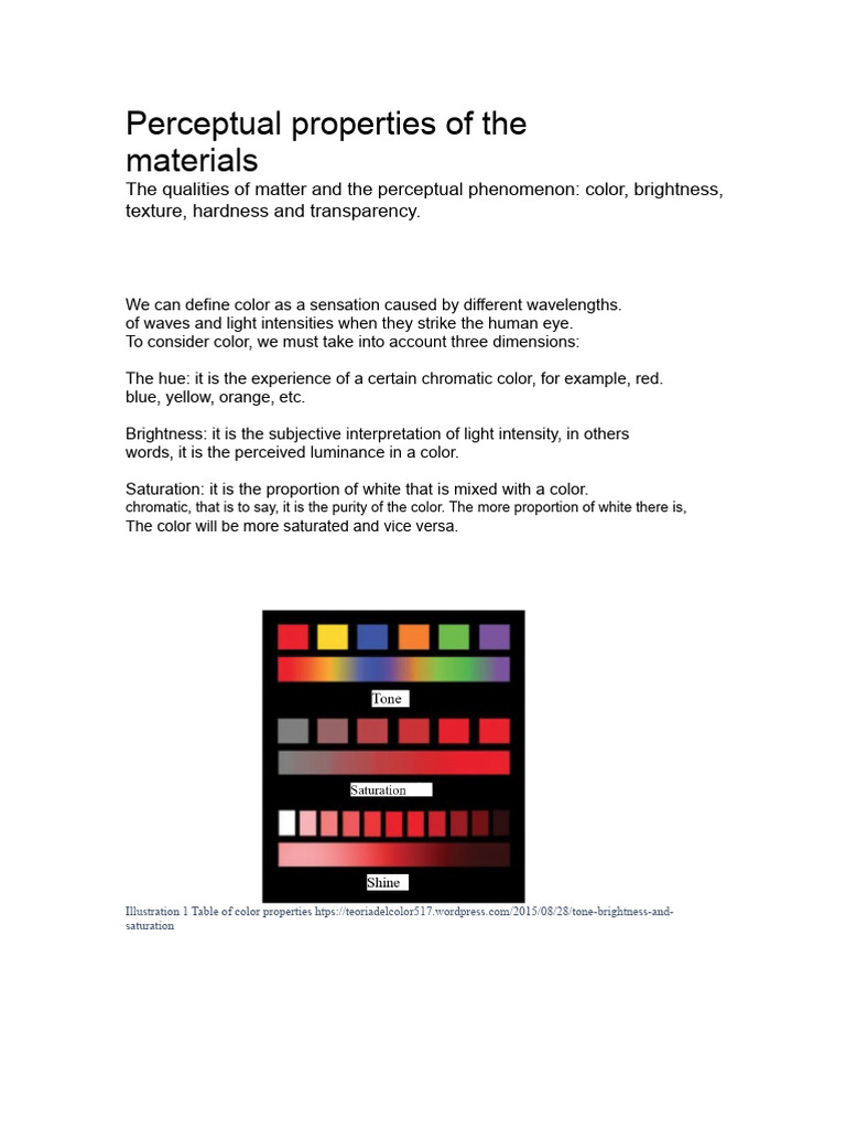 Understanding Material Perception Properties | PDF | Color | Perception