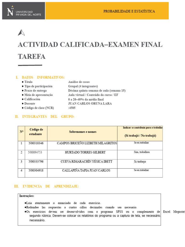 PROBABILIDADE E ESTATÍSTICA UPN | PDF | Significado estatístico | P-valor