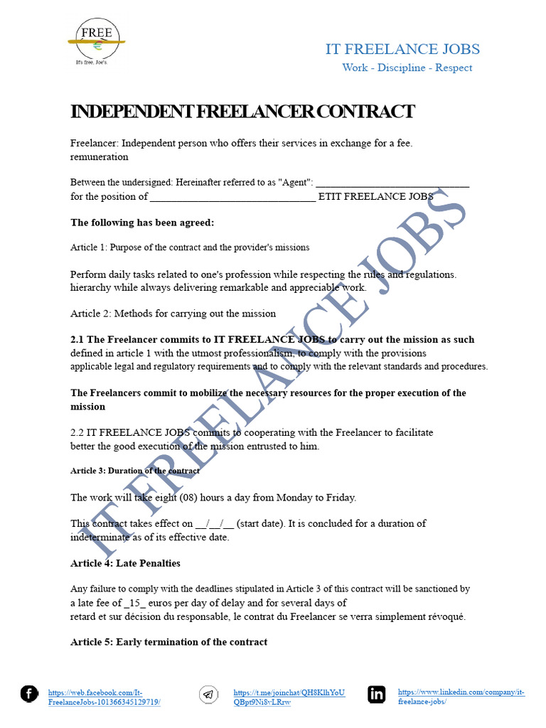 Freelance IT Agent Contract Jobs | PDF | Breach Of Contract | Payments