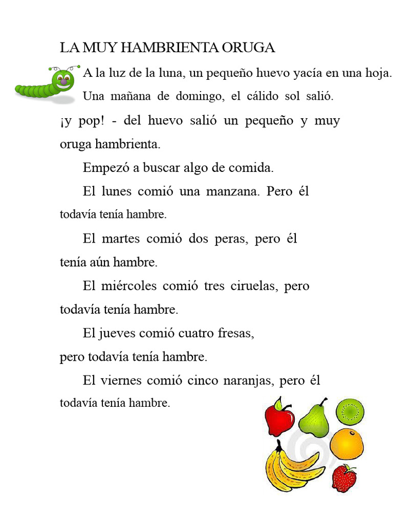 La transformación de una oruga hambrienta | PDF