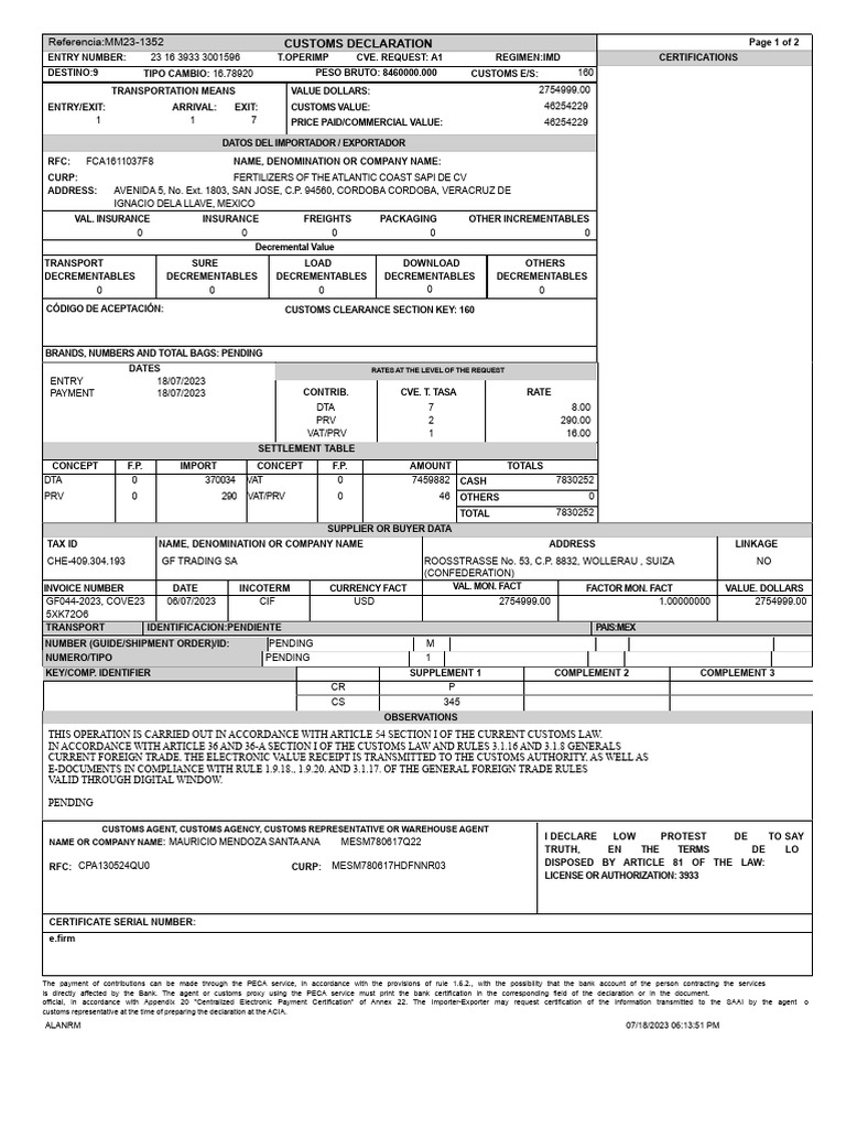 PROFORMA OF REQUEST | PDF | Customs | Value Added Tax