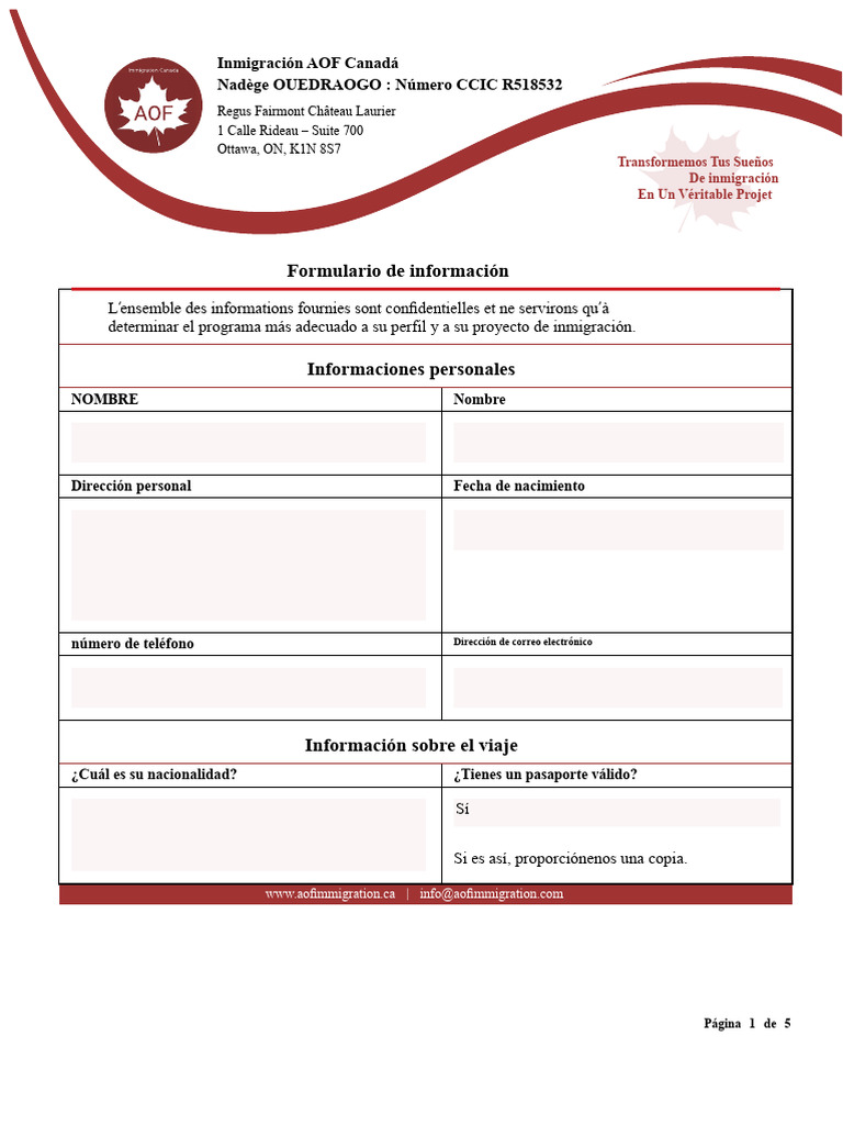 formulario de información AOF 2022 | PDF | Migración humana | Inmigración