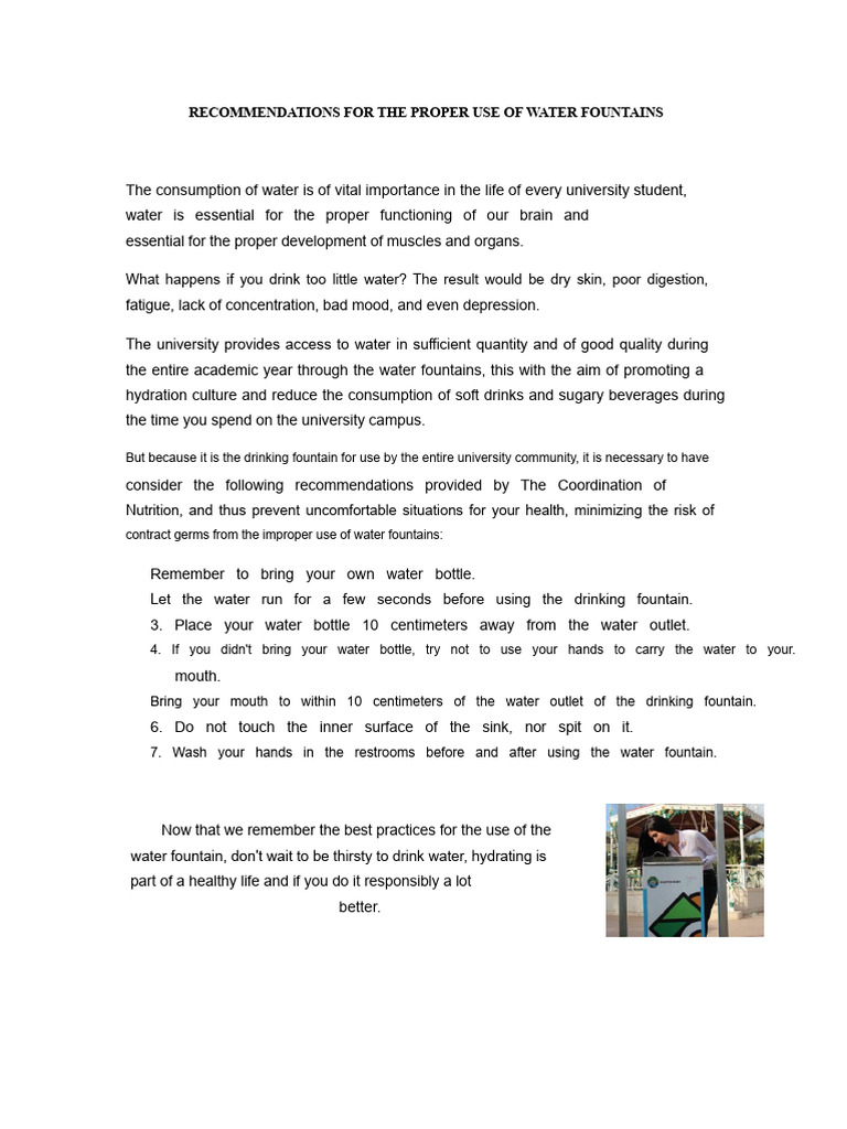 Recommendations for the Correct Use of Water Fountains 2 | PDF