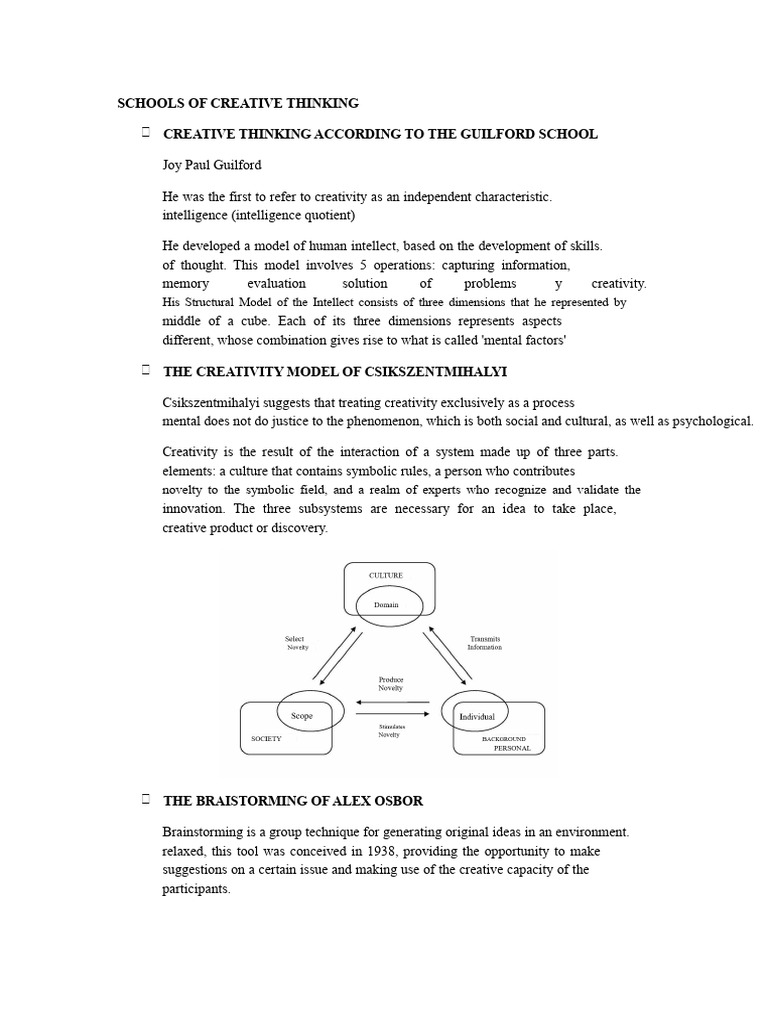 SCHOOLS OF CREATIVE THINKING | PDF