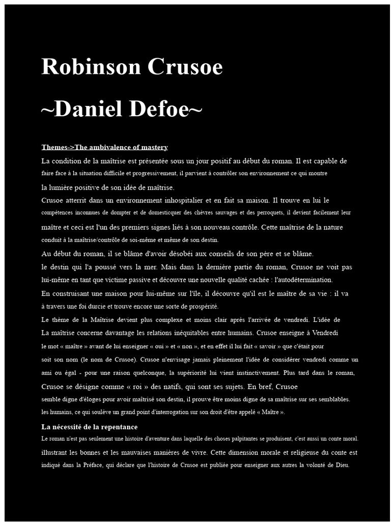 Maîtrise et Repentance dans Crusoe | PDF | Dieu | Robinson Crusoé