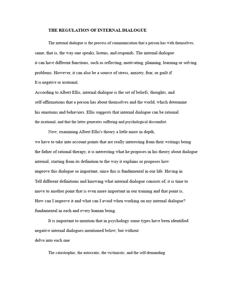 The Regulation of Internal Dialogue (1) | PDF | Rationality | Rational ...