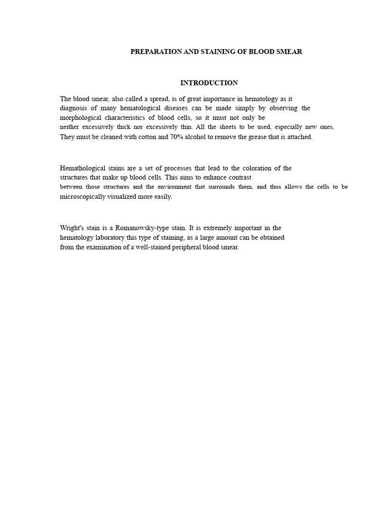 Blood Smear Preparation and Staining Guide | PDF | Granulocyte | White ...