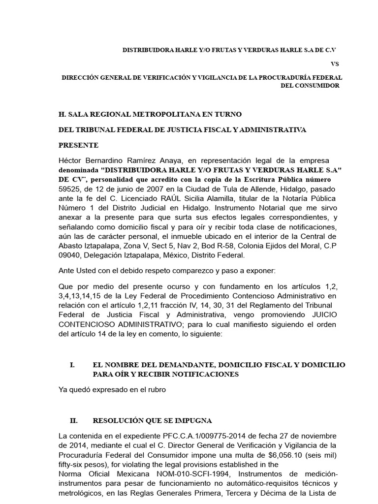 Juicio Contencioso: Distribuidora Harle vs Profeco | PDF | Multa (pena ...