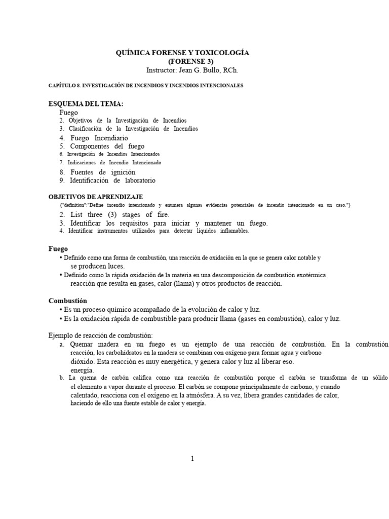 Capítulo 8 - Incendio y Pirómano | PDF | Combustión | Combustibles