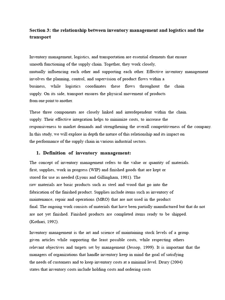 Inventory Management and Logistics Integration | PDF | Lean ...