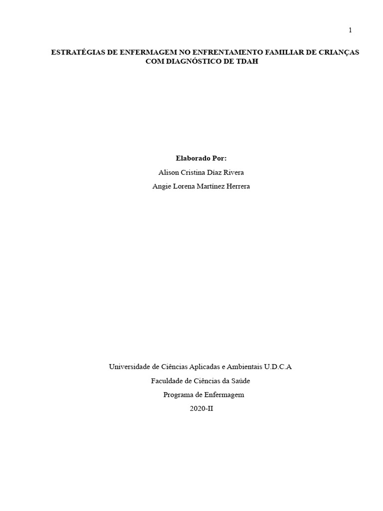 estratégias de enfrentamento familiar em crianças com TDAH de ...
