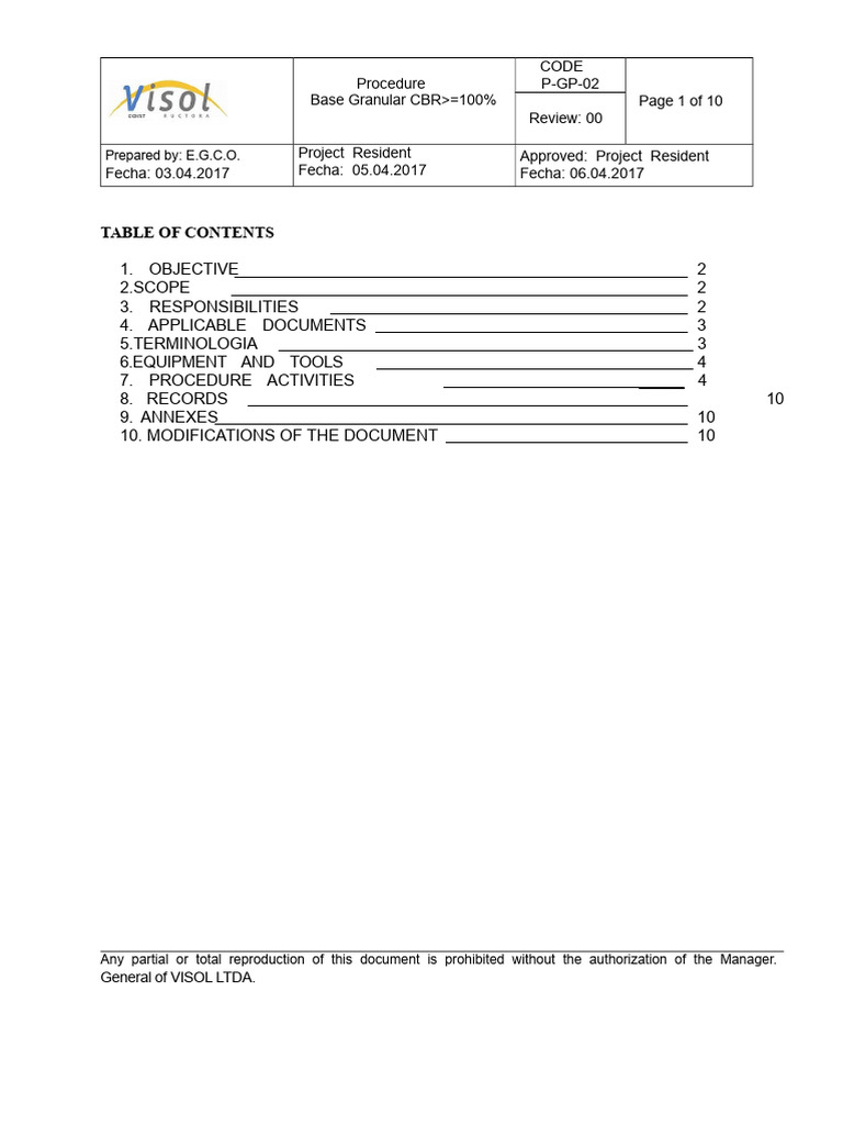 Granular Base CBR>=100% Procedure Guide | PDF | Drinking Water ...
