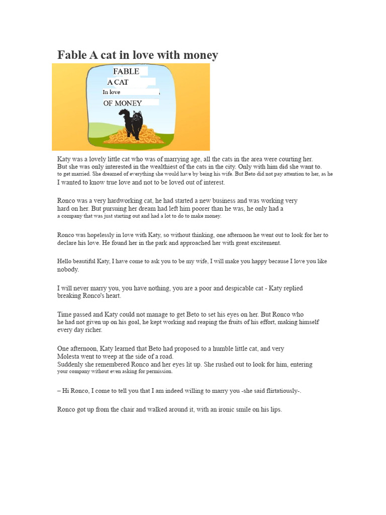 Fable A cat in love with money | PDF