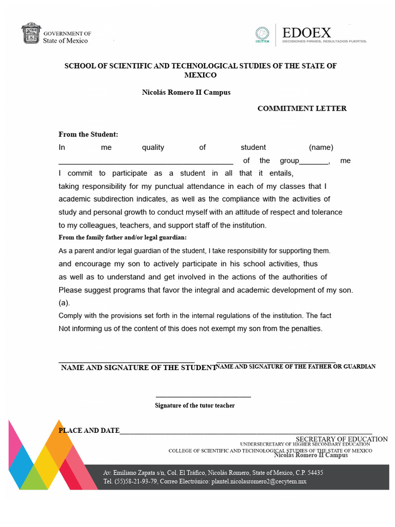 Student Commitment Letter | PDF