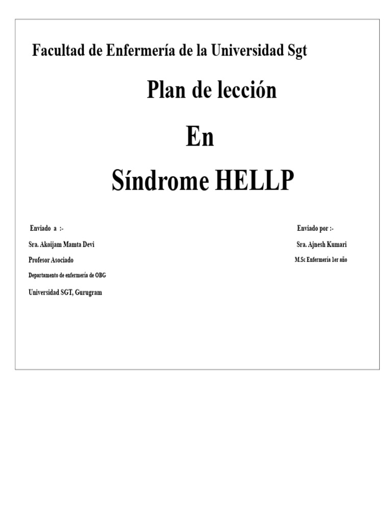 LP Hellp | PDF | Síndrome | Enfermedades y trastornos humanos