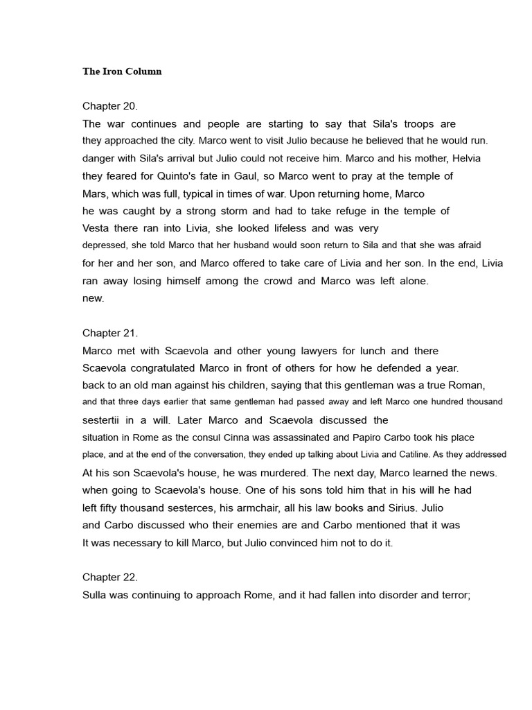 The Iron Column Summary Chapters 20-44 | PDF | Pompey | Classical Antiquity