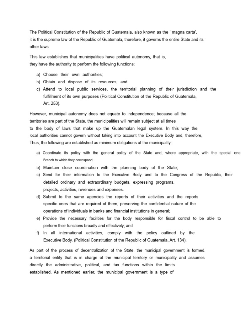 Guatemala's Political Constitution Overview | PDF | Internal Control ...