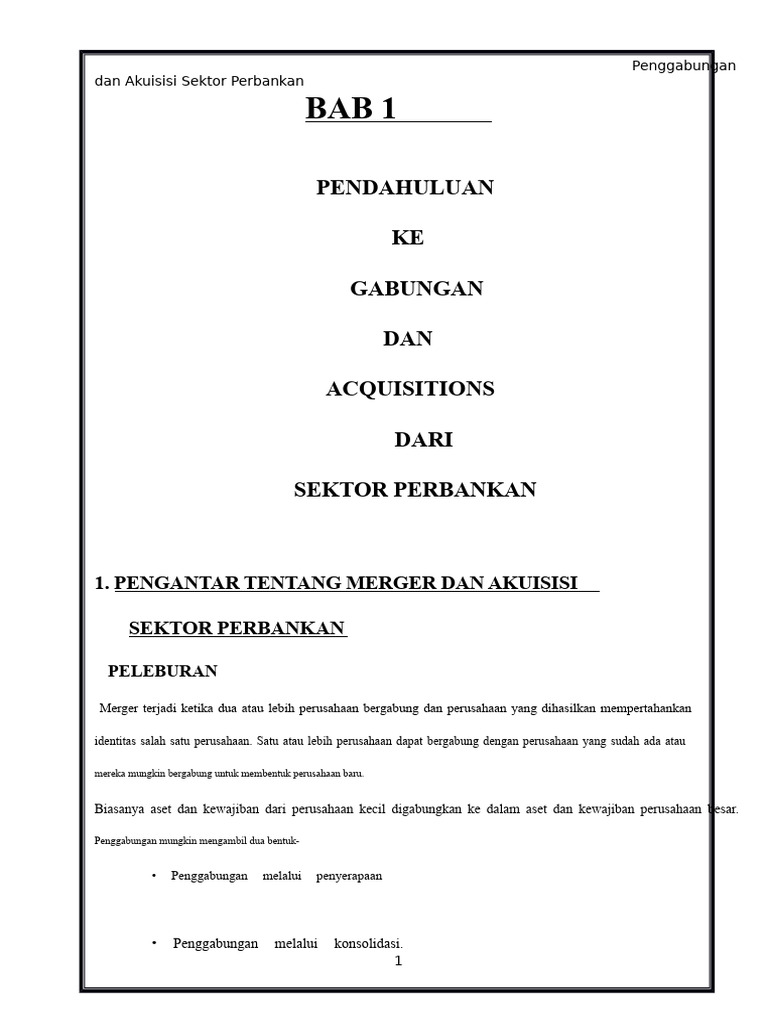 Merger dan Akuisisi di Sektor Perbankan | PDF