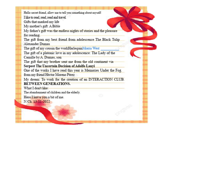 Letter To My Secret Friend | PDF