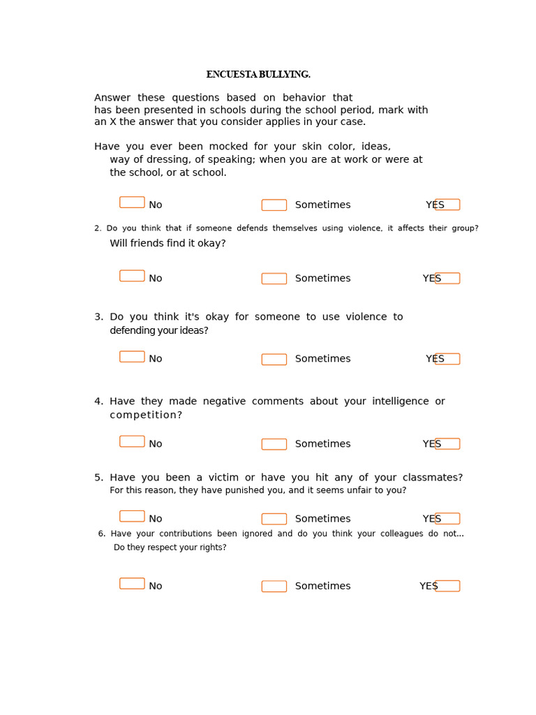 Bullying Survey | PDF | Bullying | Violence