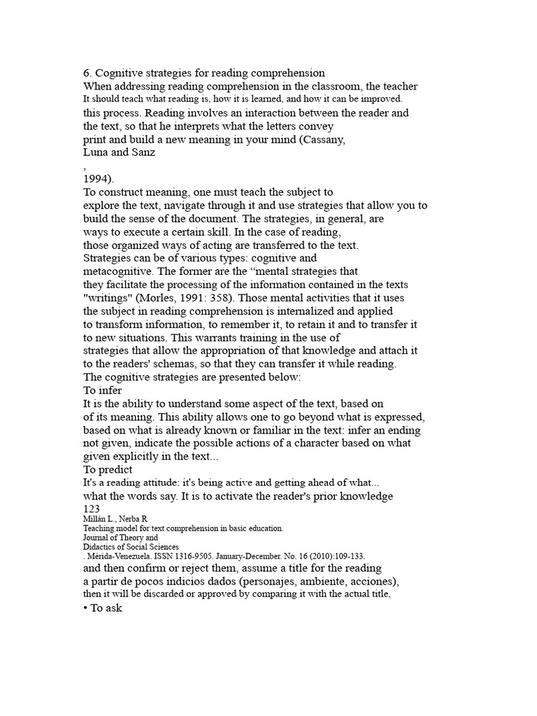 Cognitive Strategies for Reading Comprehension | PDF | Reading ...