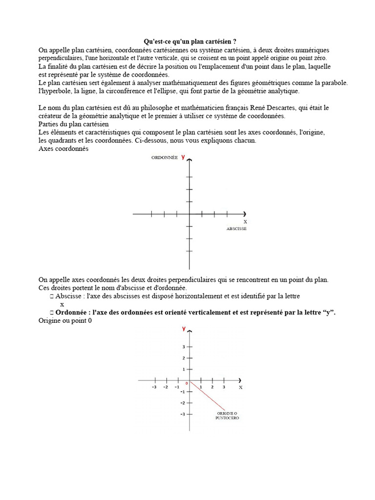 Qu'est-Ce Qu'un Plan Cartésien | PDF | Coordonnées cartésiennes | Lexique