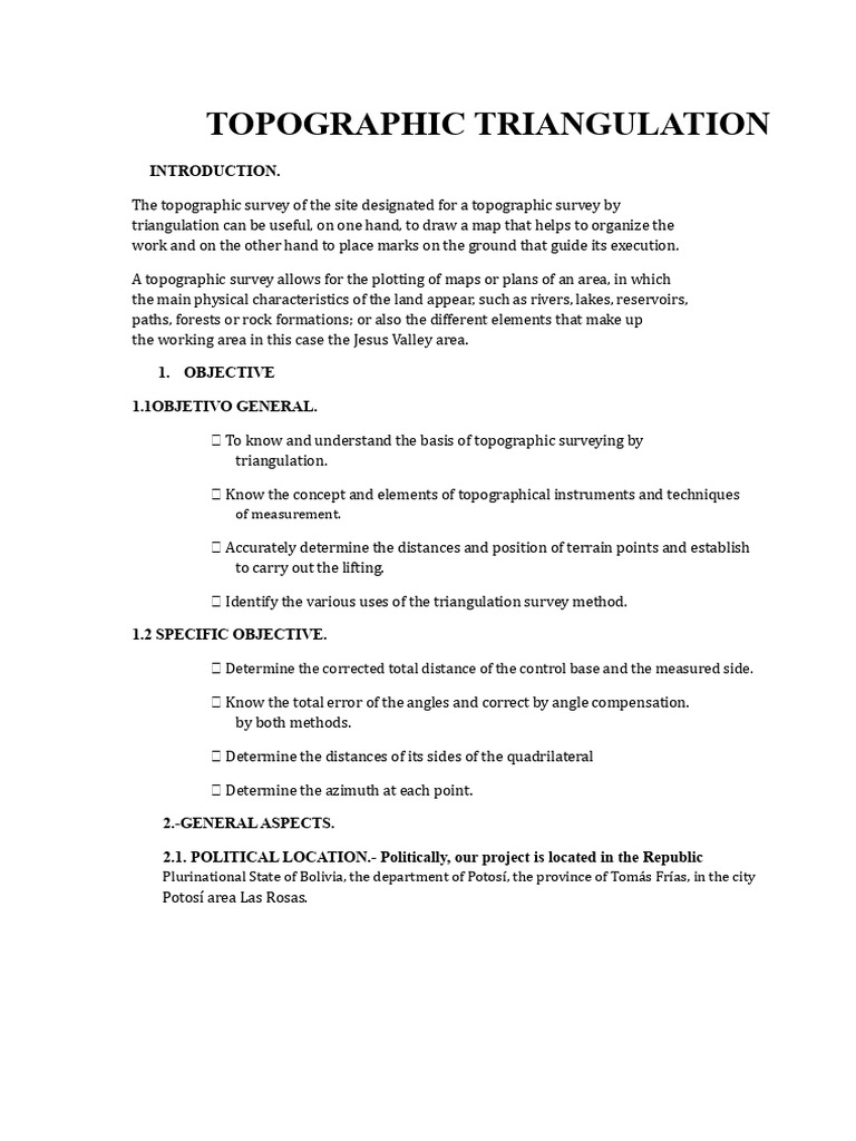 Topographic Surveying by Triangulation | PDF | Triangle | Surveying