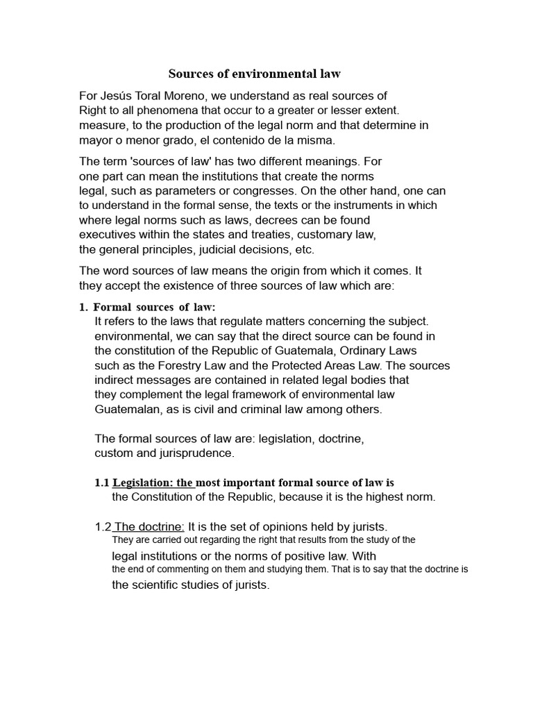 Understanding Environmental Law Sources | PDF | Sources Of Law ...