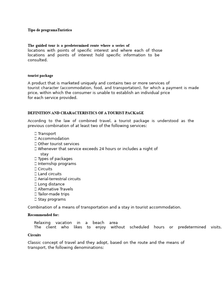 Type of Tourist Program | PDF | Tourism | Internet
