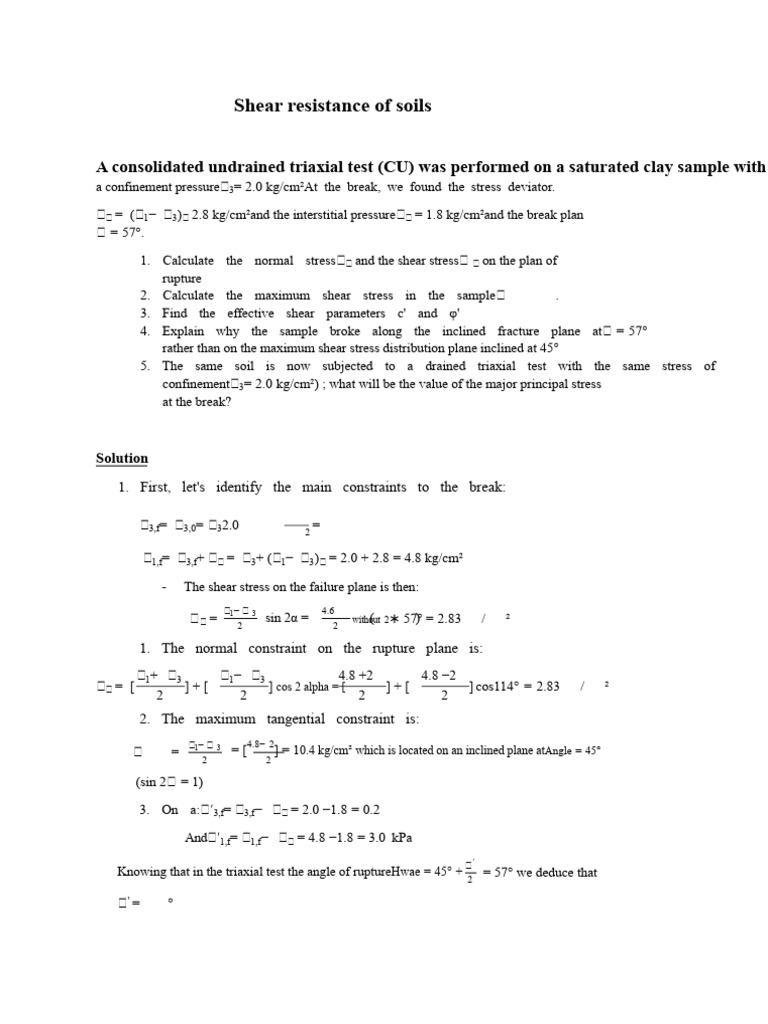 Shear Resistance Analysis of Soils | PDF | Applied And ...