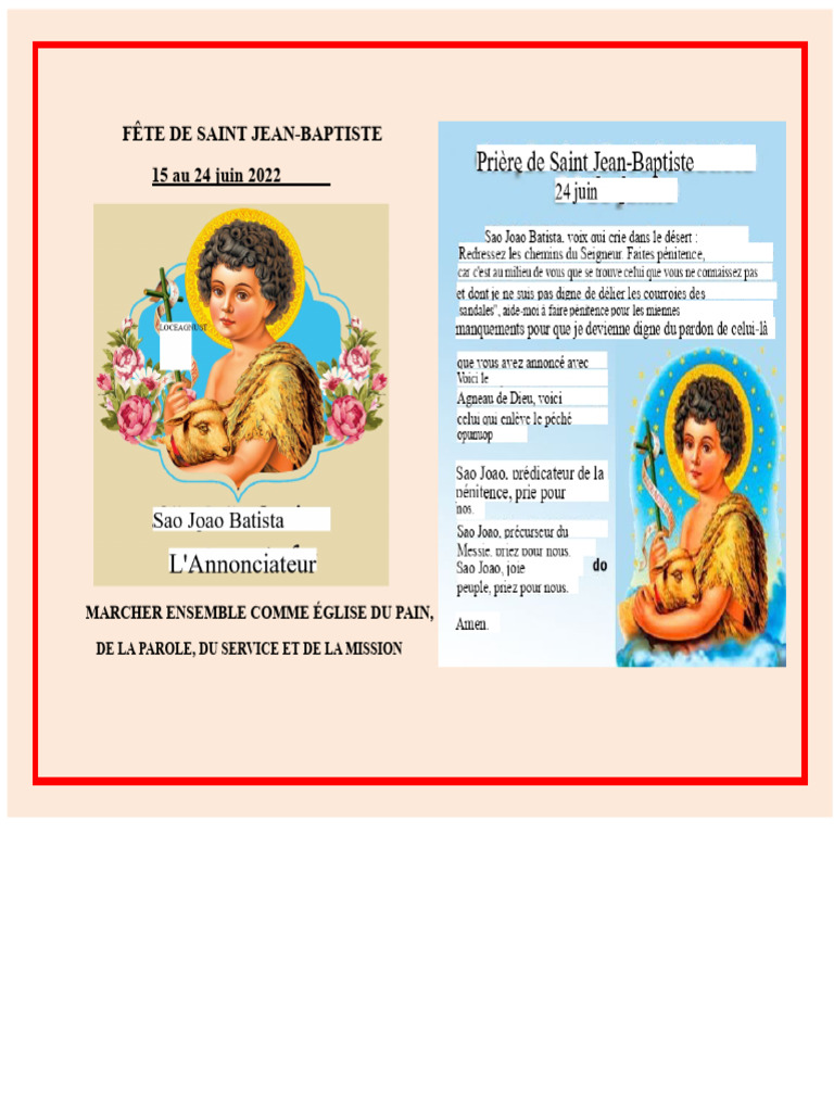 Fête de Saint Jean-Baptiste 2022 | PDF | Liturgie et culte chrétien ...