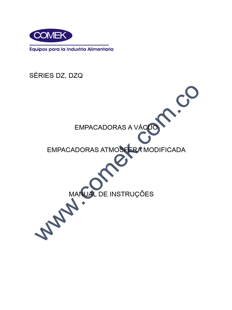 Manual de Instruções para Embaladoras COMEK | PDF | Vácuo | Válvula