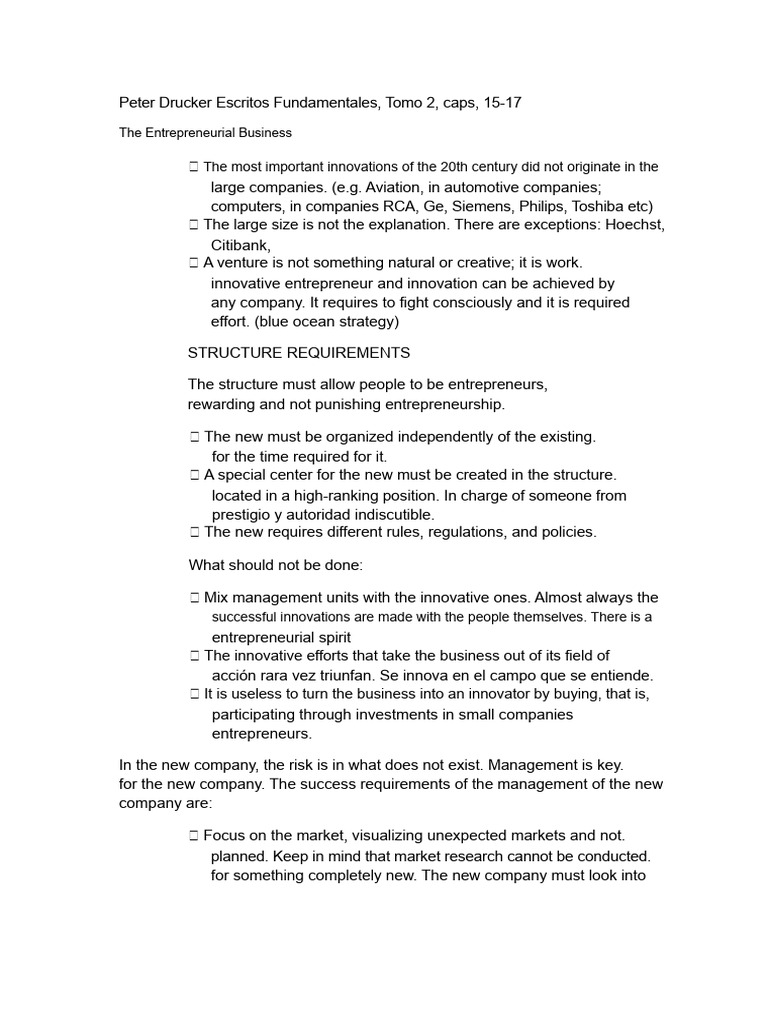 Peter Drucker Innovation | PDF | Entrepreneurship | Market (Economics)