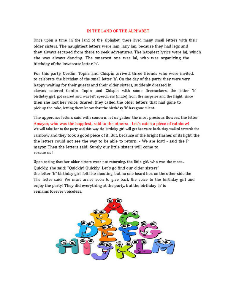 Story in The Land of The Alphabet | PDF
