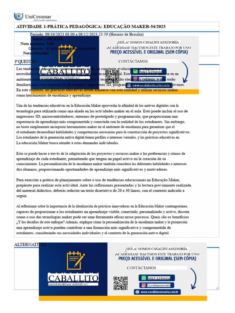 Actividad 1 - Práctica Pedagógica Educación Maker - 54-2023 | PDF ...