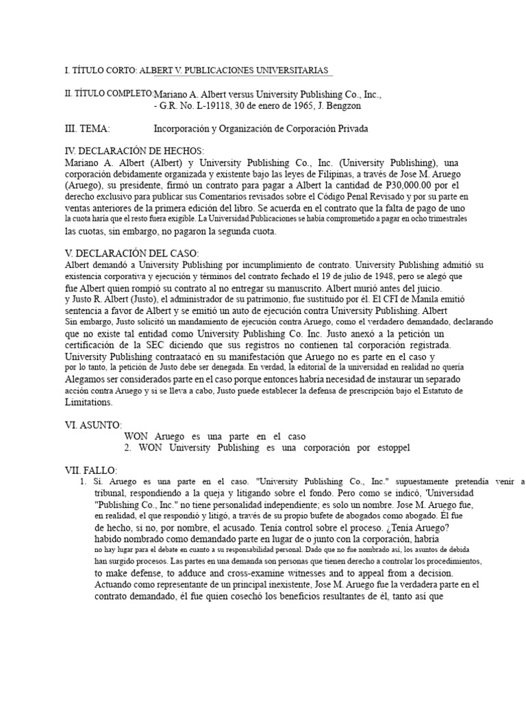 107. Albert contra University Publishing (Jore).docx | PDF ...