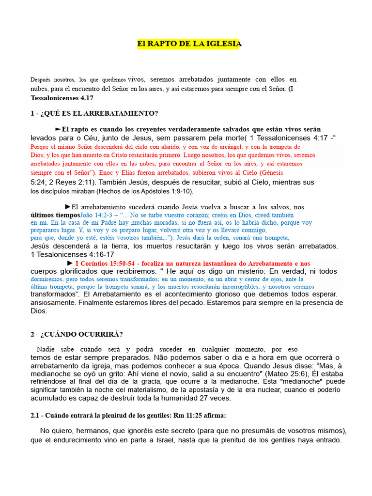 EL RAPTO DE LA IGLESIA - EL PROPÓSITO DEL ARREBATAMIENTO | PDF | Cristo ...