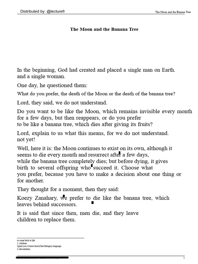 The Moon and The Banana Tree | PDF