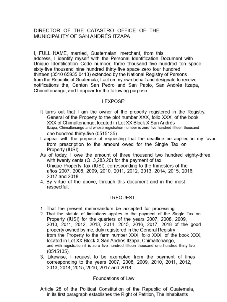 Prescription of Iusi for any municipality in Guatemala | PDF | Justice ...