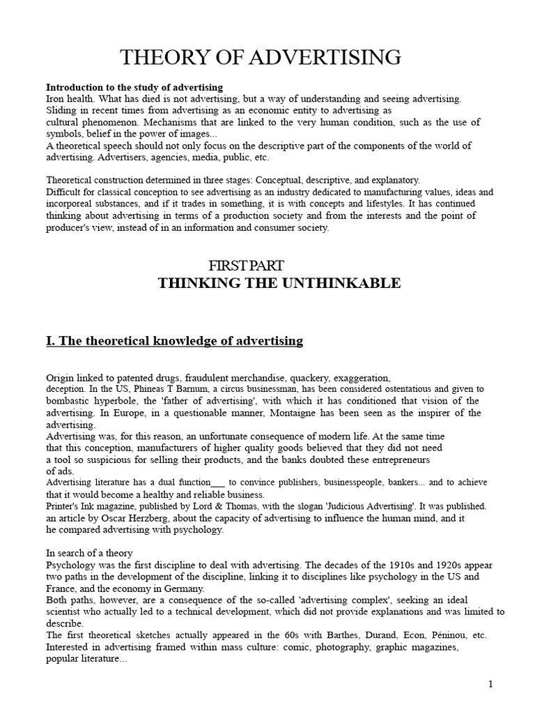 Theory of Advertising | PDF | Advertising | Semiotics
