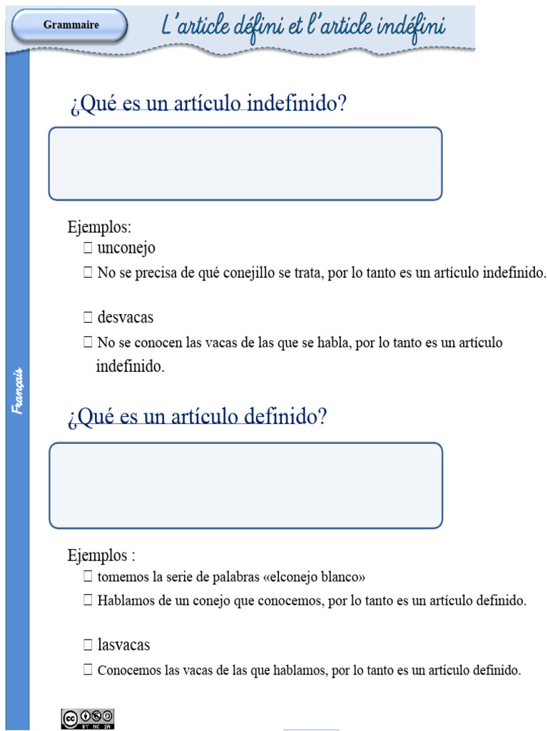 Artículos Definidos e Indefinidos Lección | PDF