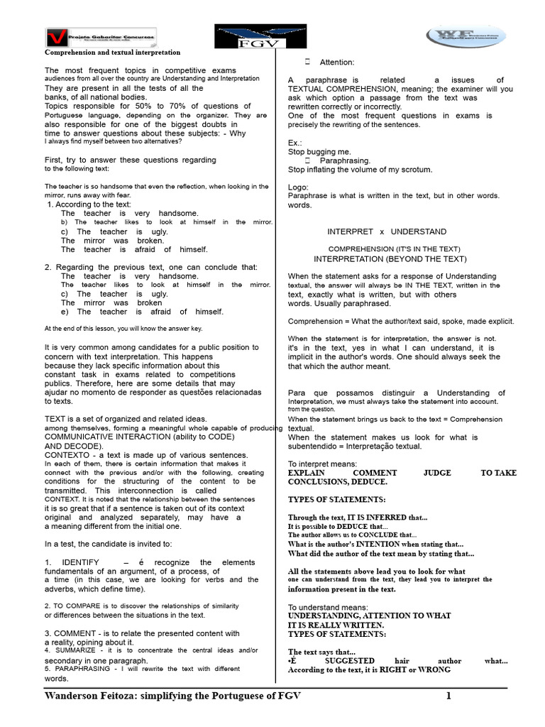 Portuguese Workbook for FGV | PDF | Semantics | Communication