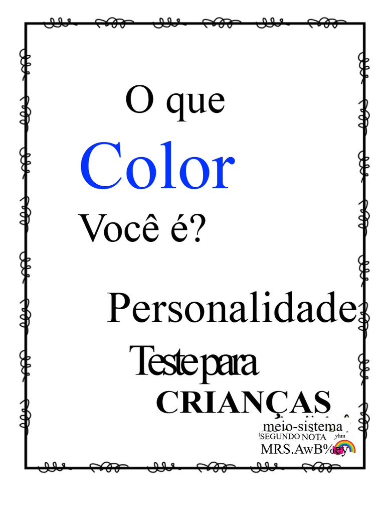 Teste de Personalidade Infantil Colorido | PDF | Tipo de personalidade ...