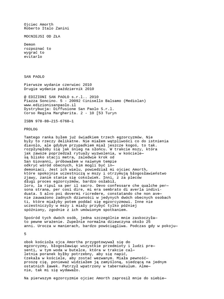 Ojciec Amorth Roberto Italo Zani - Pi Forti Del Mal | PDF
