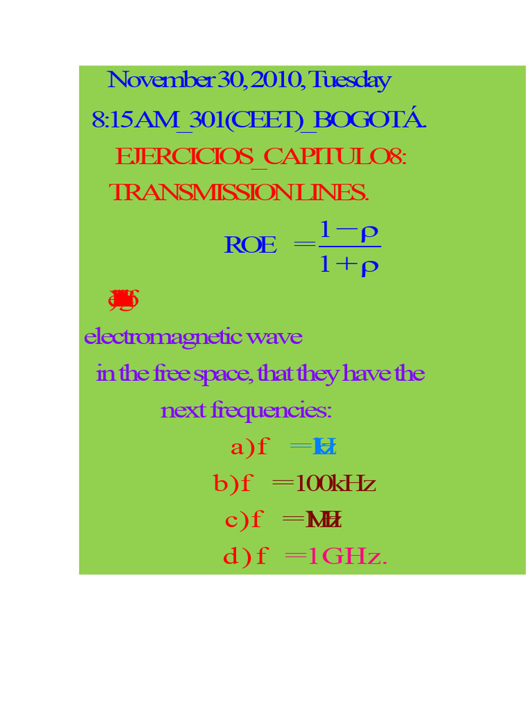 Electromagnetic Wave Calculations and Impedance Analysis | PDF ...