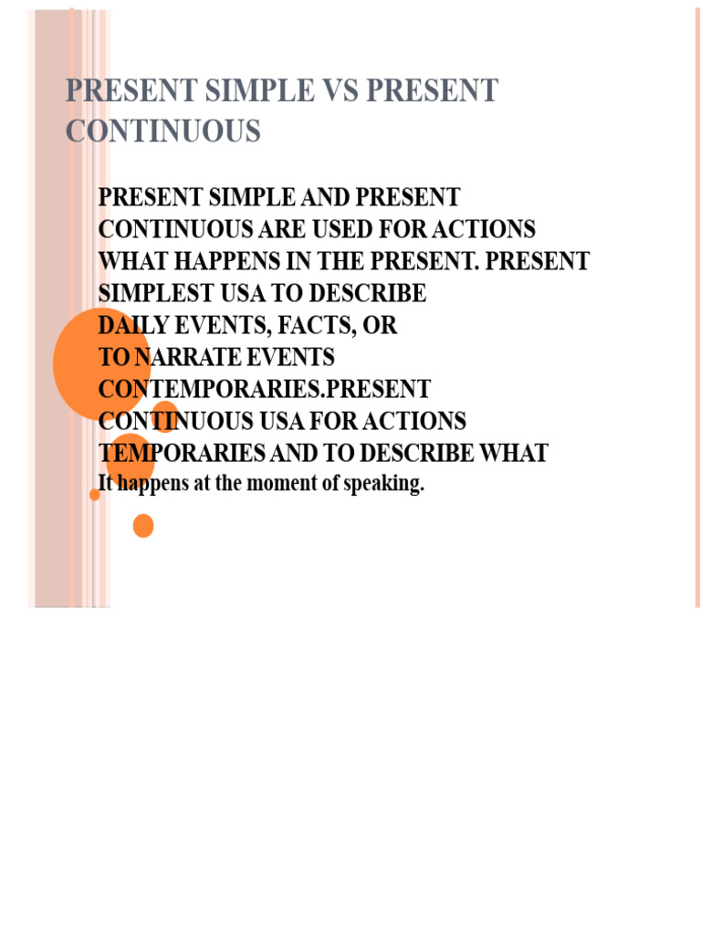 Simple Present and Present Continuous Power Point. | PDF | English ...