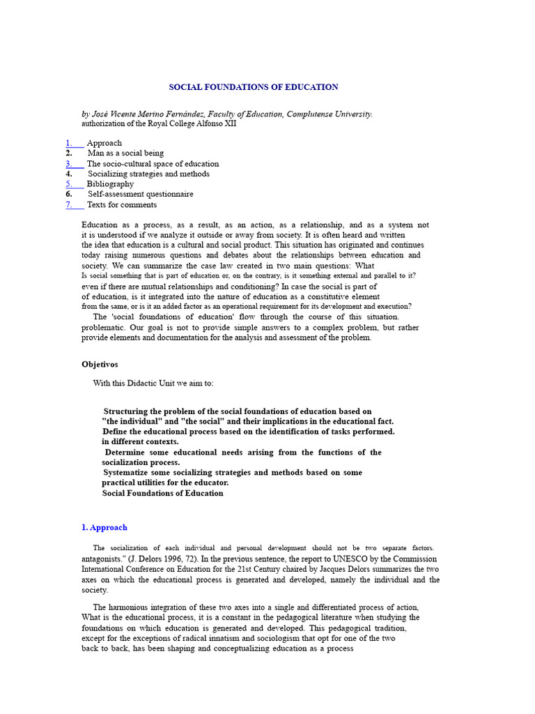 SOCIAL FOUNDATIONS OF EDUCATION | PDF | Socialization | Knowledge