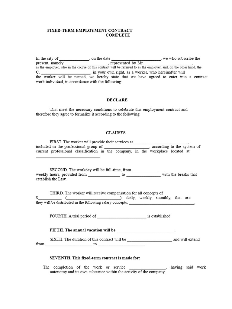 5 - FIXED-TERM FULL-TIME EMPLOYMENT CONTRACT | PDF | Employment ...