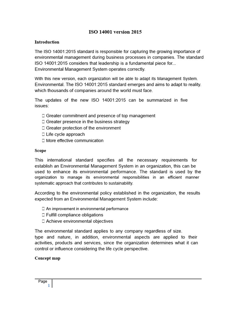 Conceptual Map ISO 14001 2015 | PDF | Environmental Resource Management ...