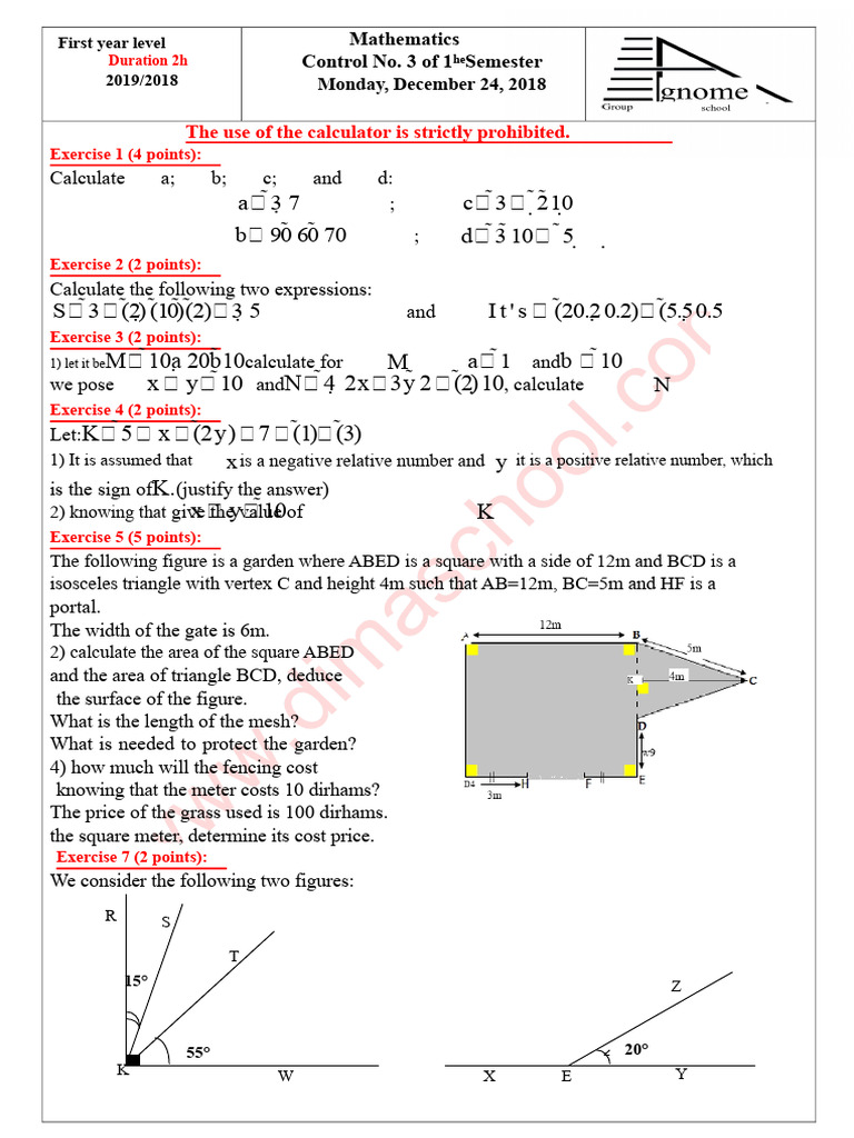 assignment-3-ex-1-math-1ac-s-1 www.dimaschool.com | PDF | Area | Euclidean Plane Geometry